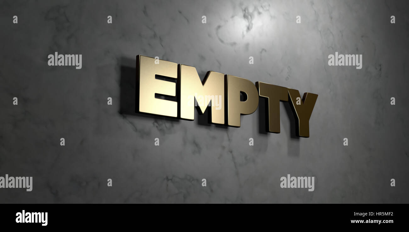 Empty - Gold sign mounted on glossy marble wall - 3D rendered royalty ...