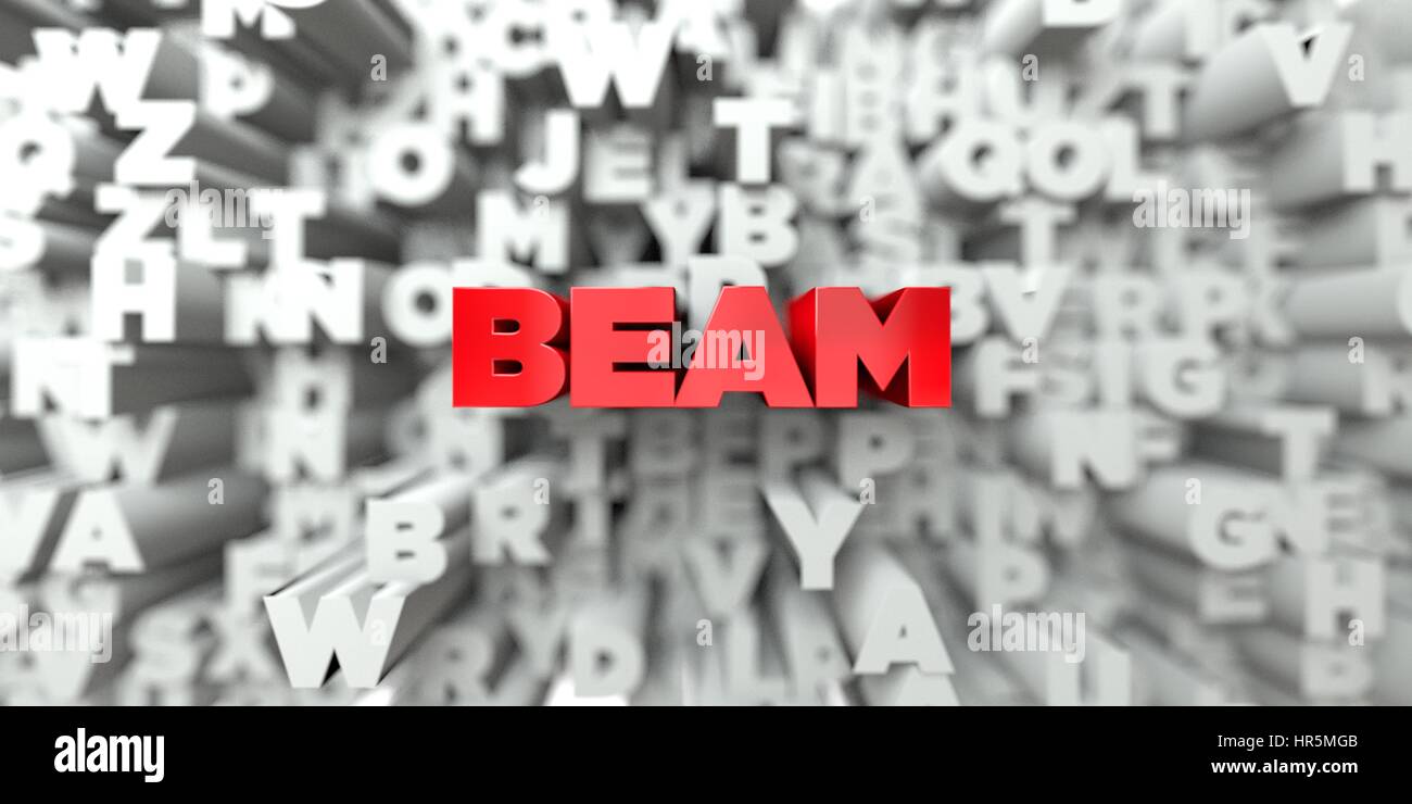 BEAM - Red text on typography background - 3D rendered royalty free ...