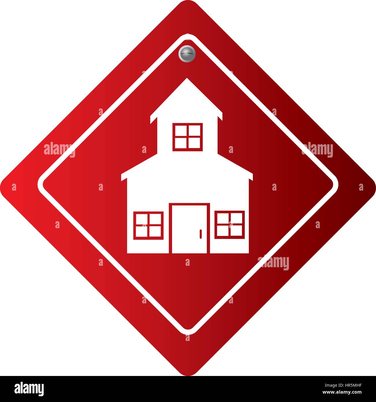 diamond road sign with silhouette two floors house Stock Vector Image ...