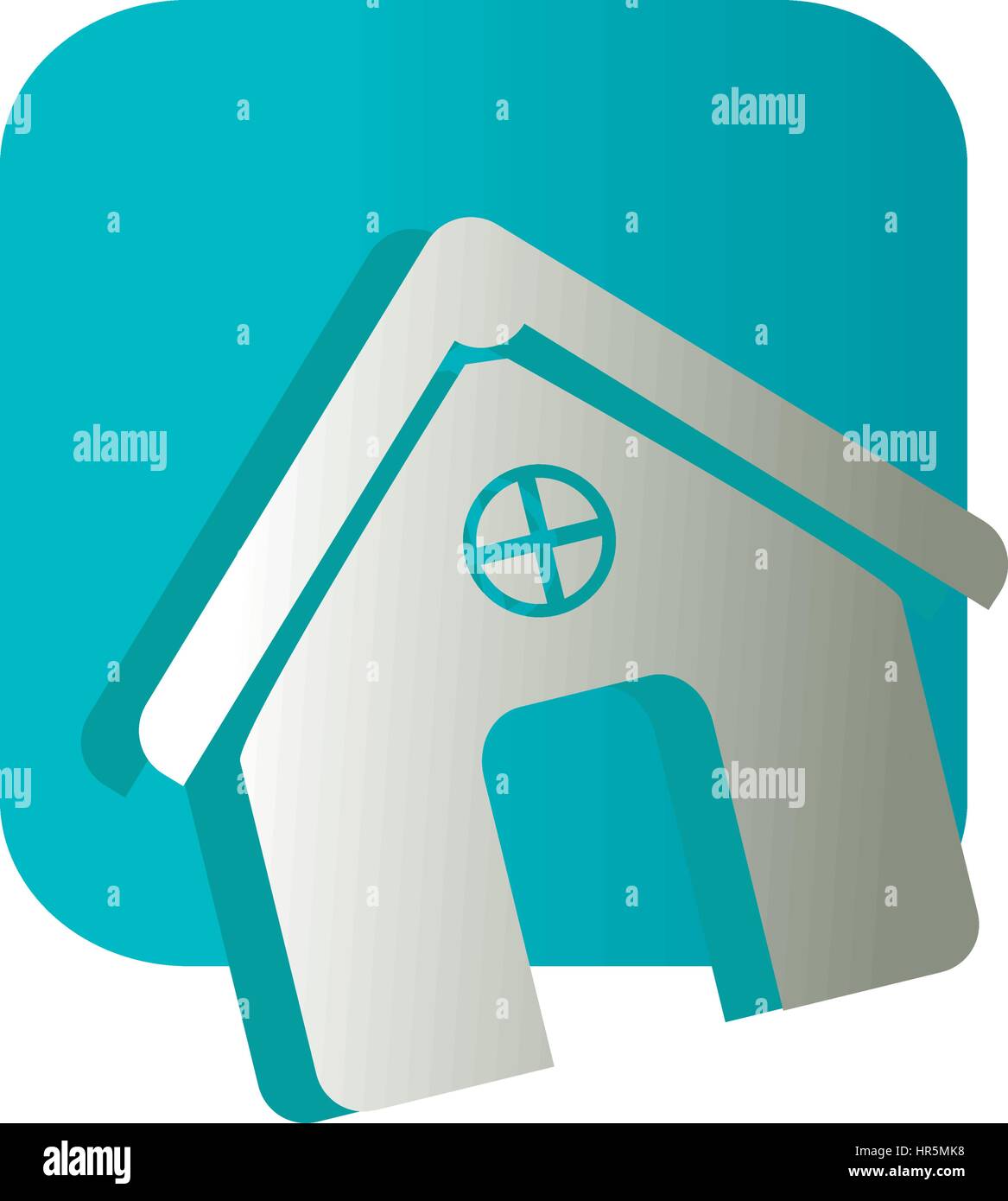 square button and simple facade house icon design Stock Vector Image ...