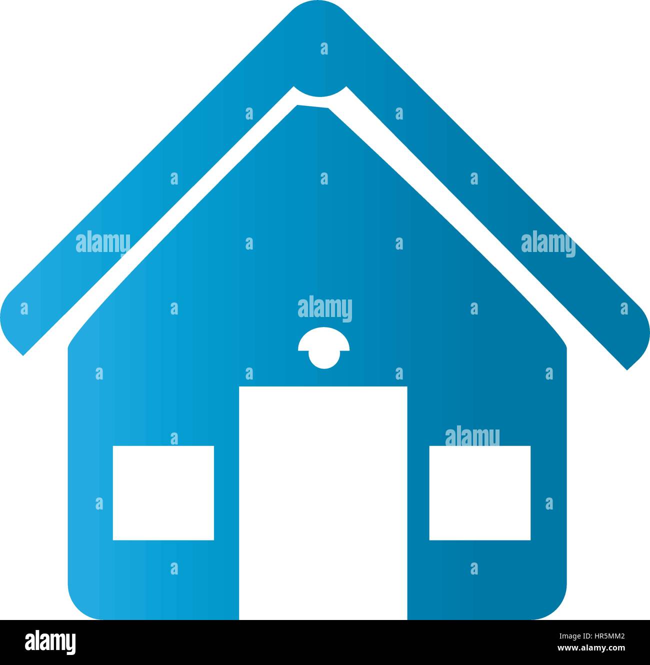 silhouette front view house with two windows icon flat Stock Vector ...