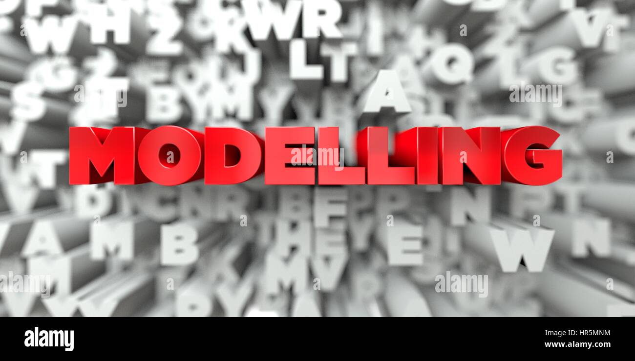 MODELLING - Red text on typography background - 3D rendered royalty ...