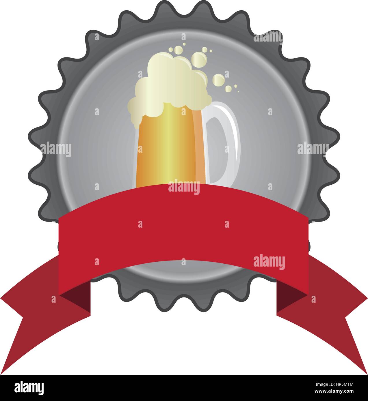 circular color emblem of glass with beer and ribbon Stock Vector Image ...