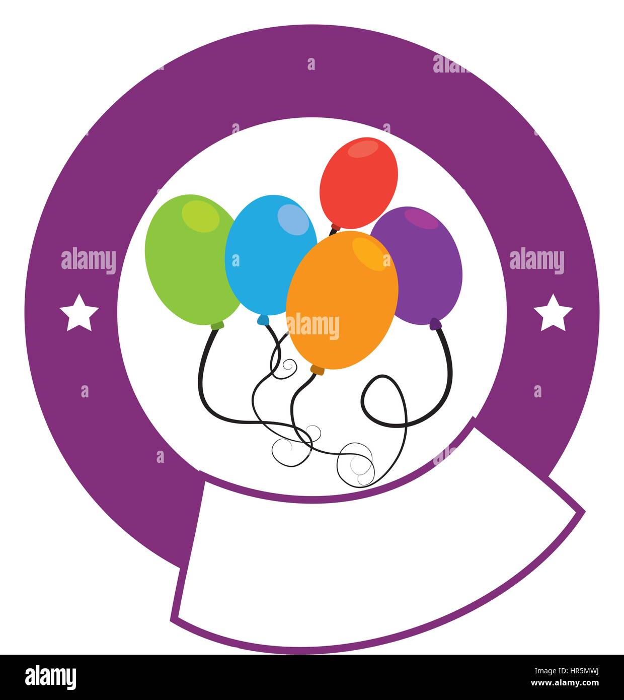 color circular emblem with party balloons Stock Vector Image & Art - Alamy