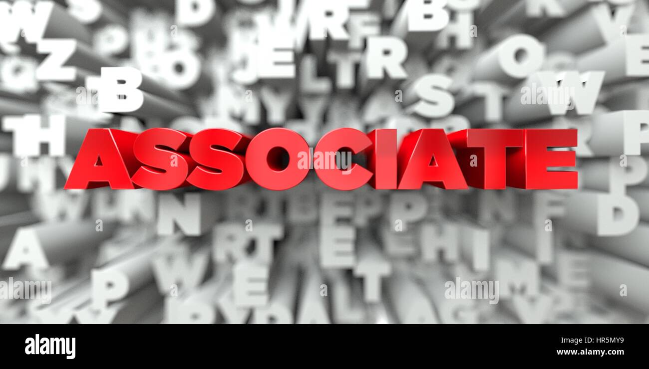 ASSOCIATE - Red text on typography background - 3D rendered royalty ...