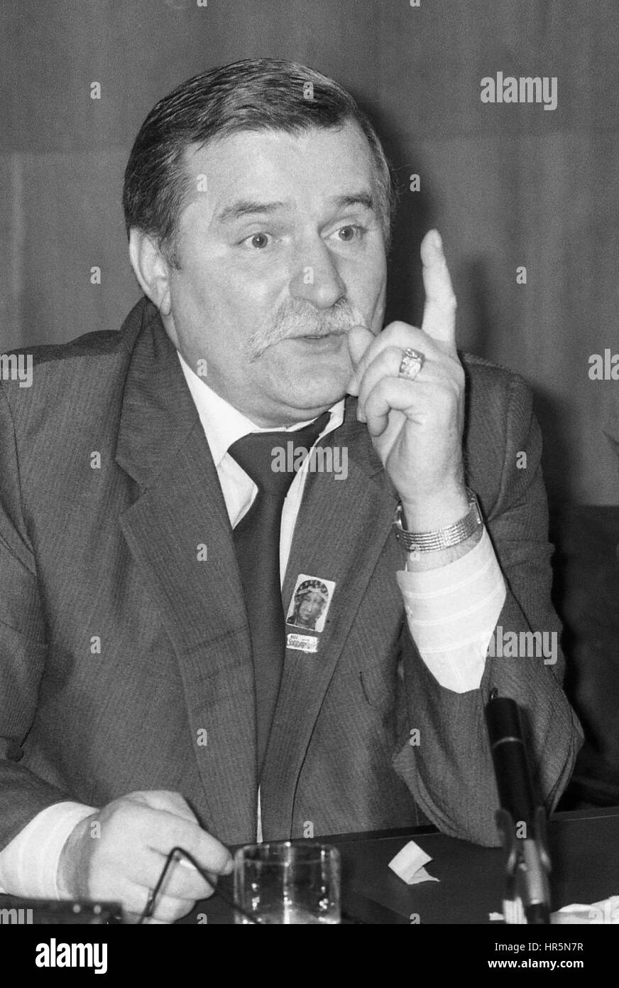 Lech Walesa, President of Poland, attends a press conference at the ...