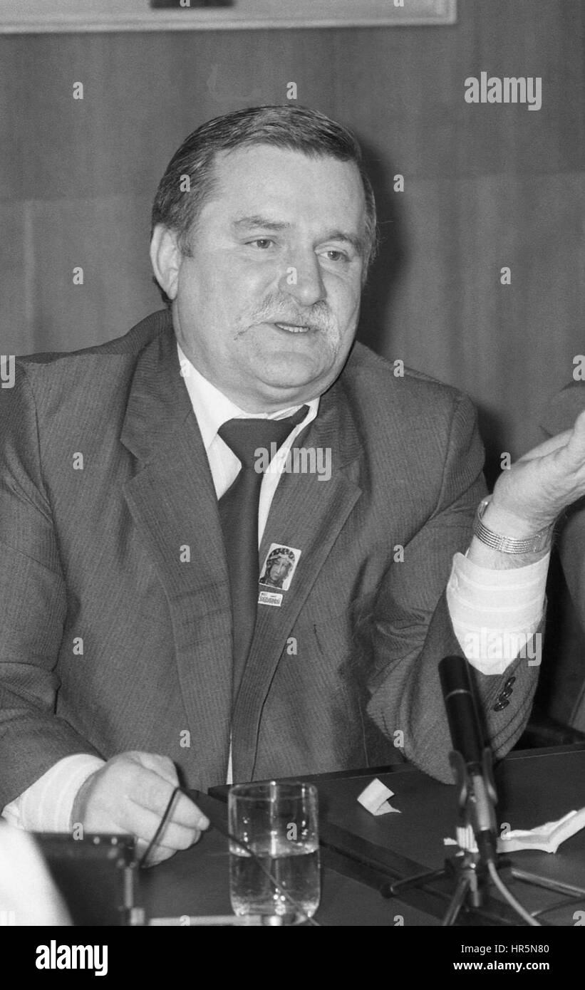 Lech Walesa, President of Poland, attends a press conference at the ...