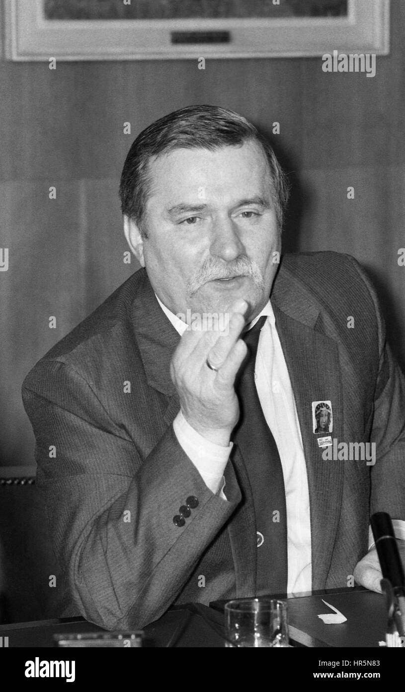 Lech Walesa, President of Poland, attends a press conference at the ...