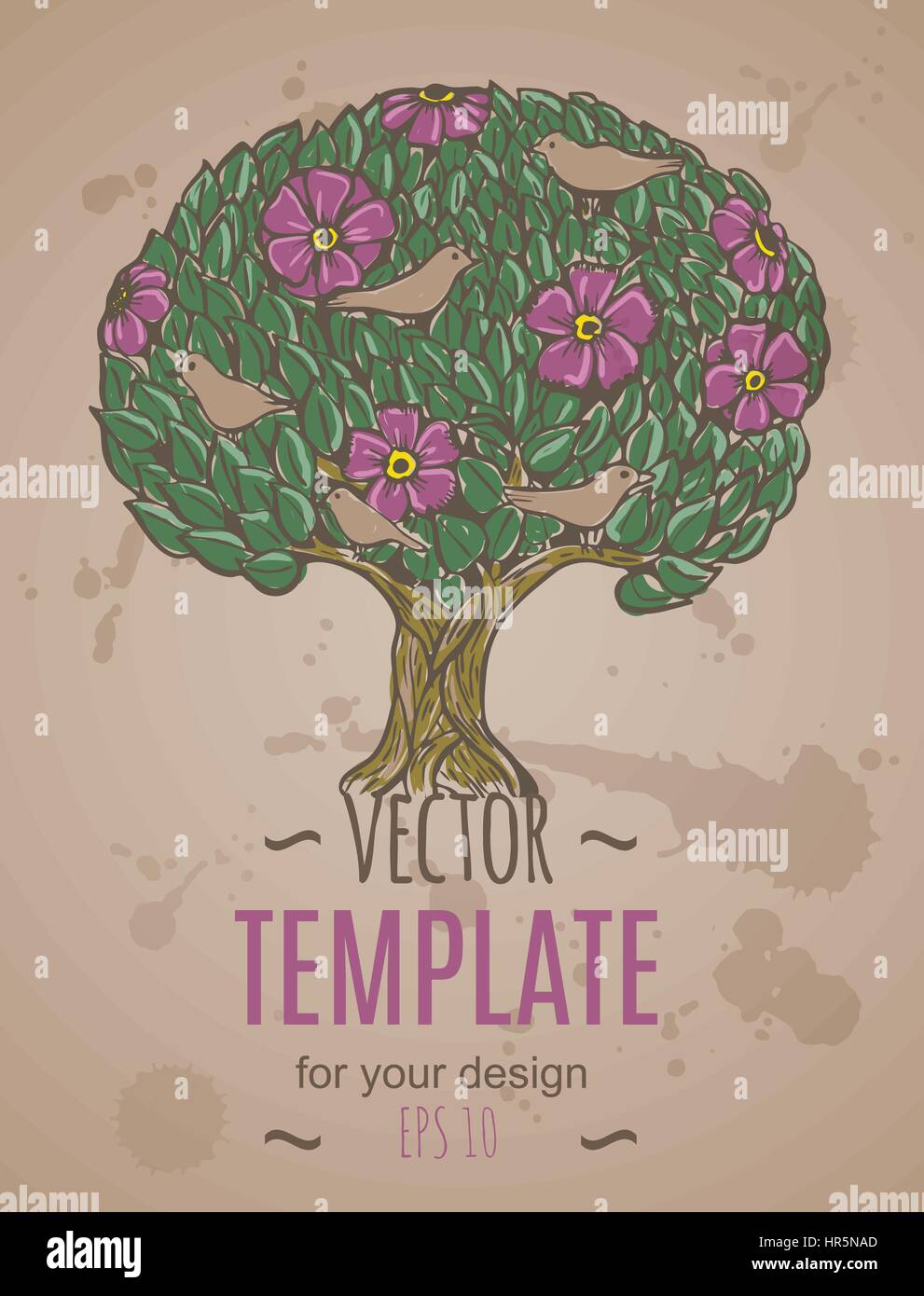 Vector illustration of the flyer, brochure or template design with tree ...