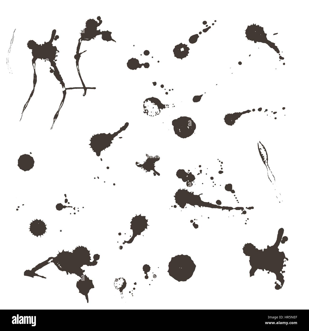 Black silhouette spot with droplets, smudges, stains, splashes. Ink ...