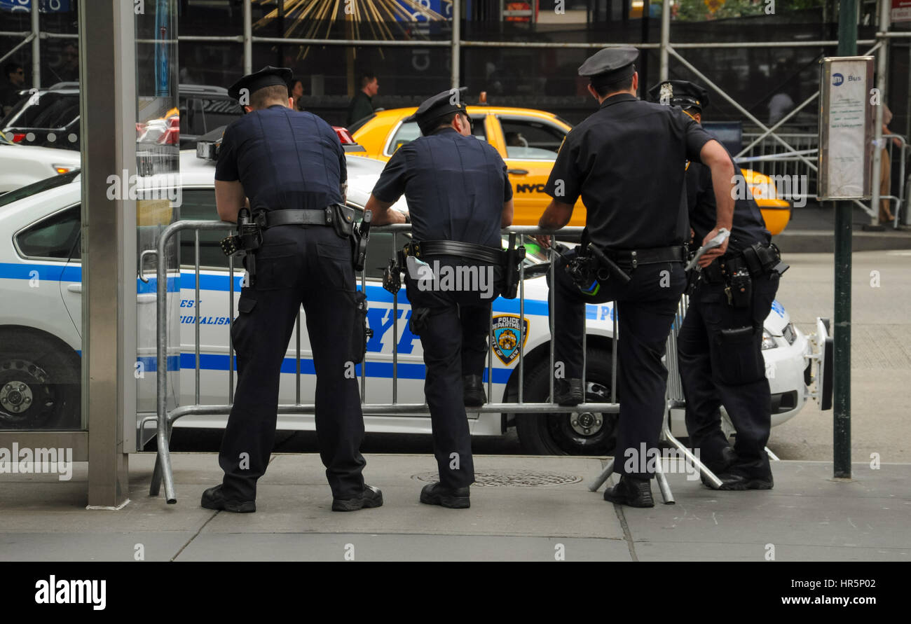 New York City, USA - September 26, 2012: Back view of NYPD police ...