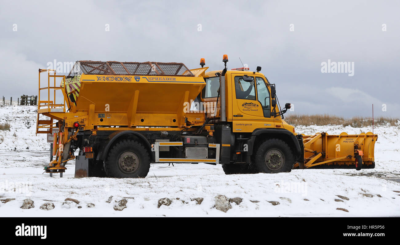 A gritter lorry on the Hartside road on the Cumbria border as warnings ...