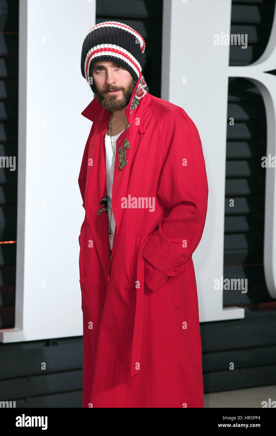 Jared Leto arriving at the Vanity Fair Oscar Party in Beverly Hills ...