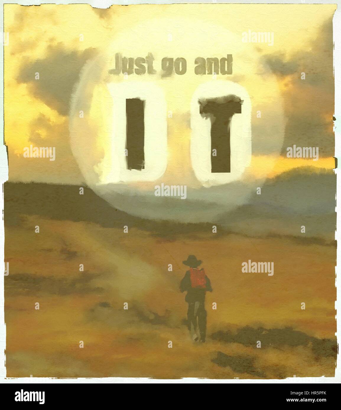 Just go and do it motivational poster, vintage watercolor style Stock ...