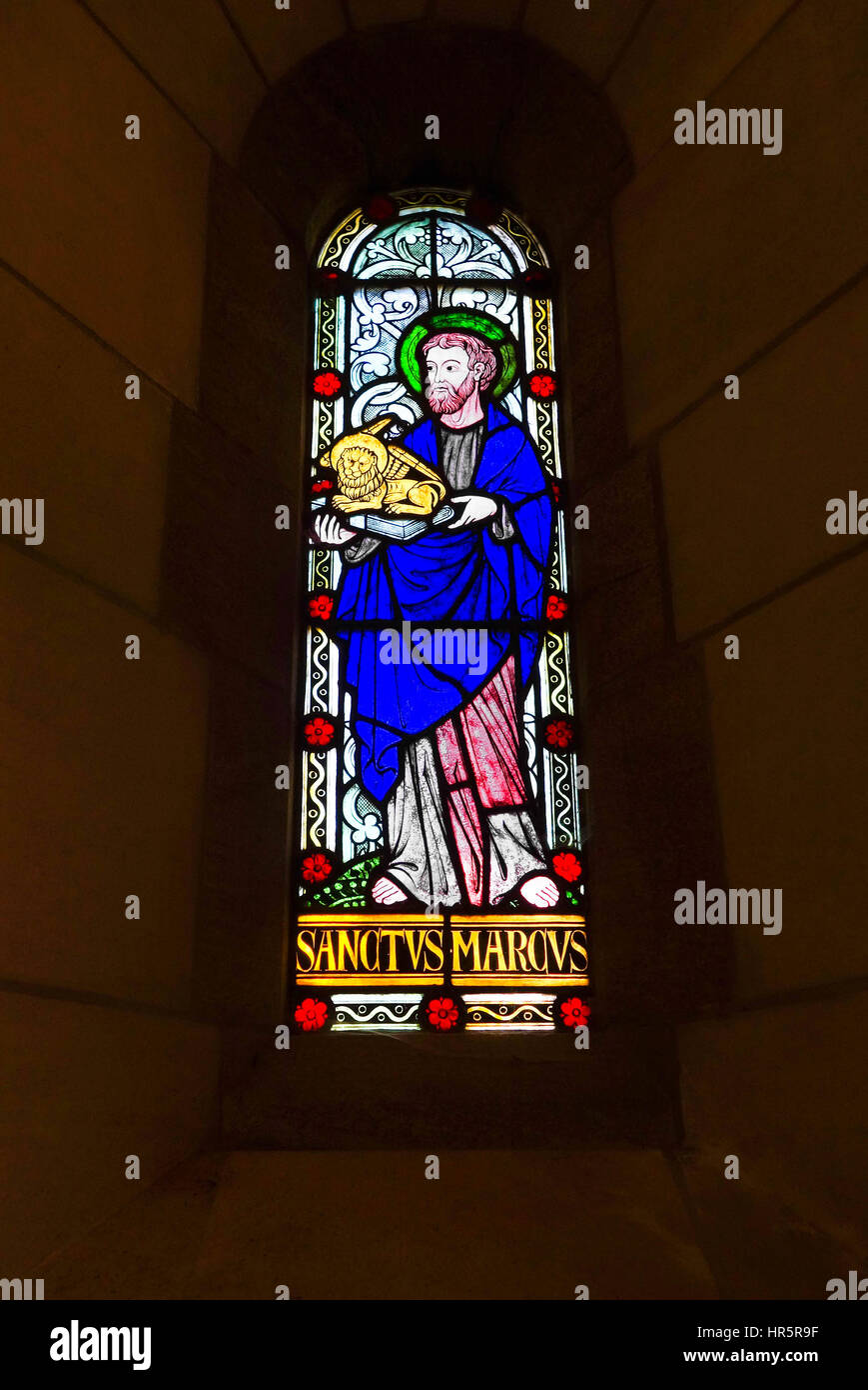 Stained glass depicting St. Marcus (Mark) the Evangelist Buckfast Abbey ...