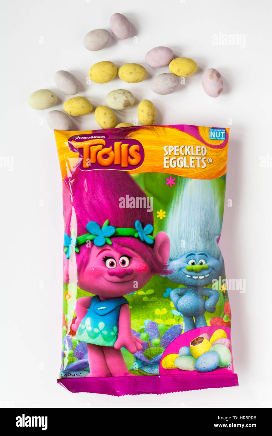 Packet of nickelodeon Trolls Speckled Egglets Easter Eggs opened with ...