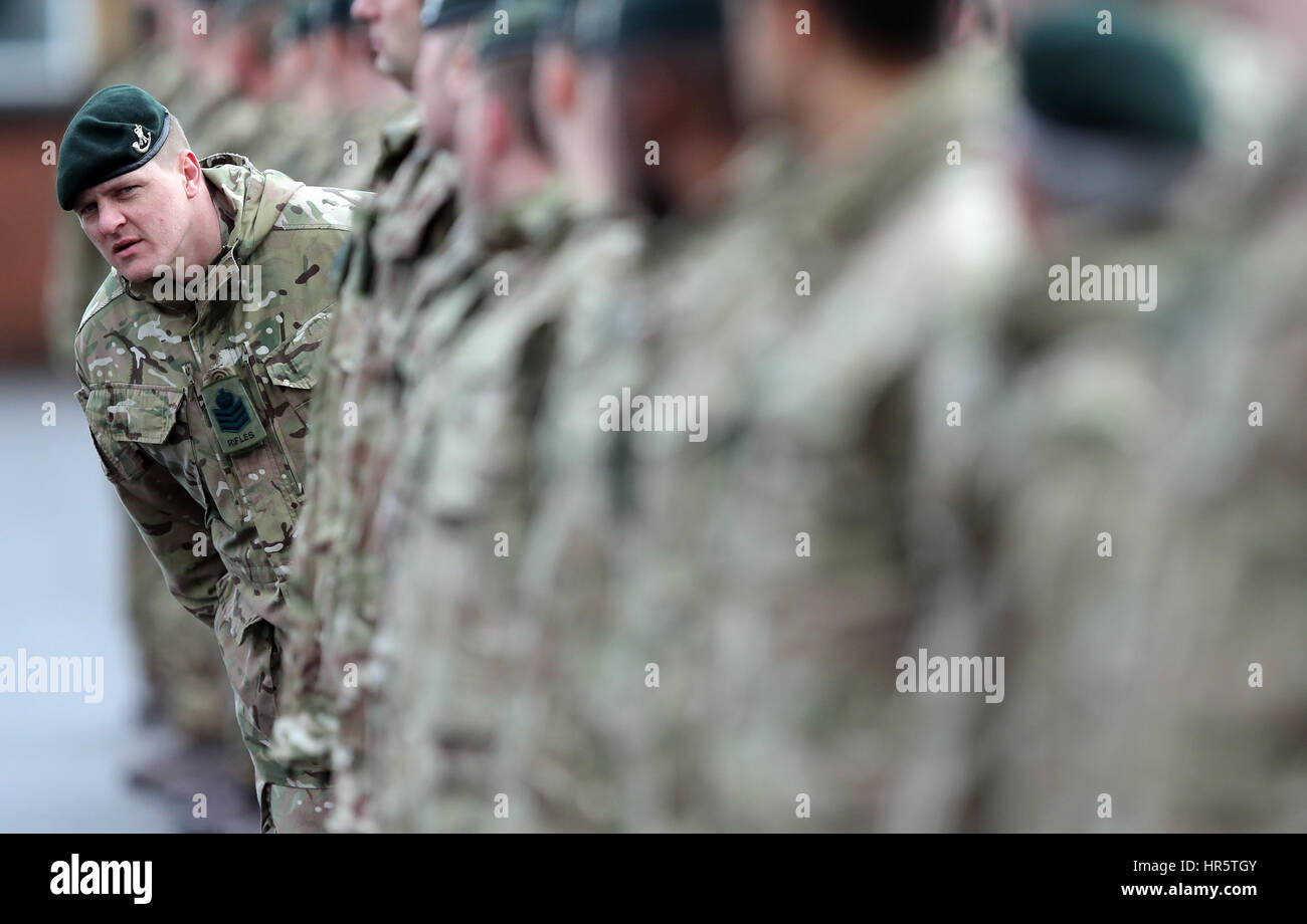 A Colour Sergeant checks the line as members of 4th Battalion The ...