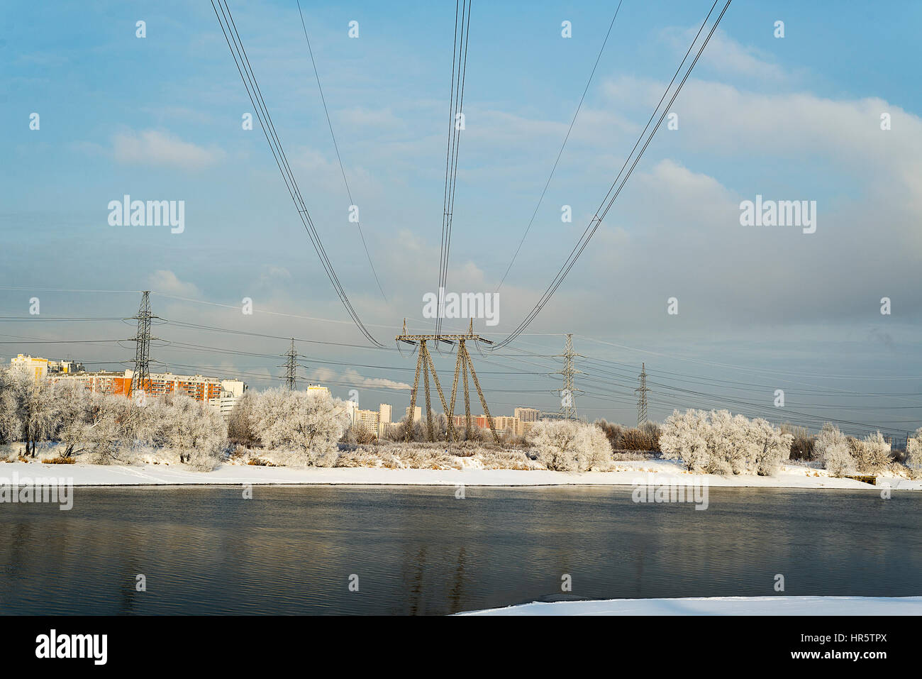 Power line for residential premises Stock Photo - Alamy