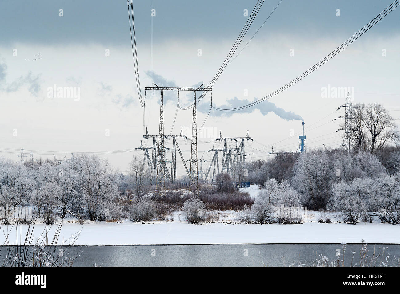 Power line for residential premises Stock Photo - Alamy