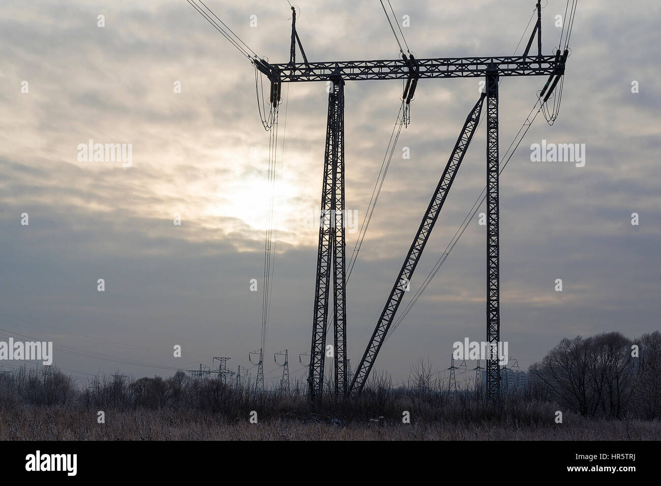 Power line for residential premises Stock Photo - Alamy