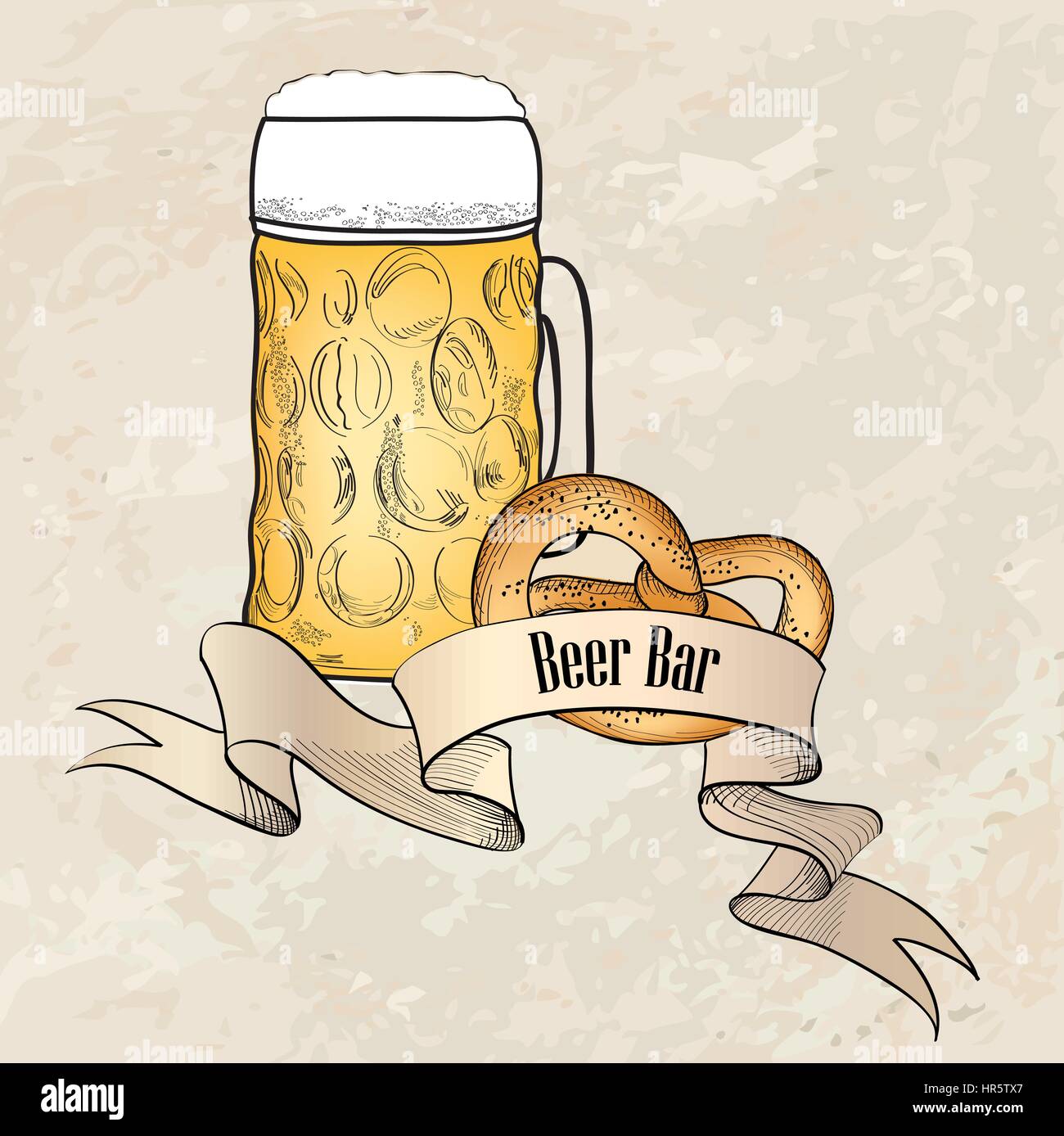 Beer ware background in retro style. Beer Mug banner. Beer Glass doodle ...