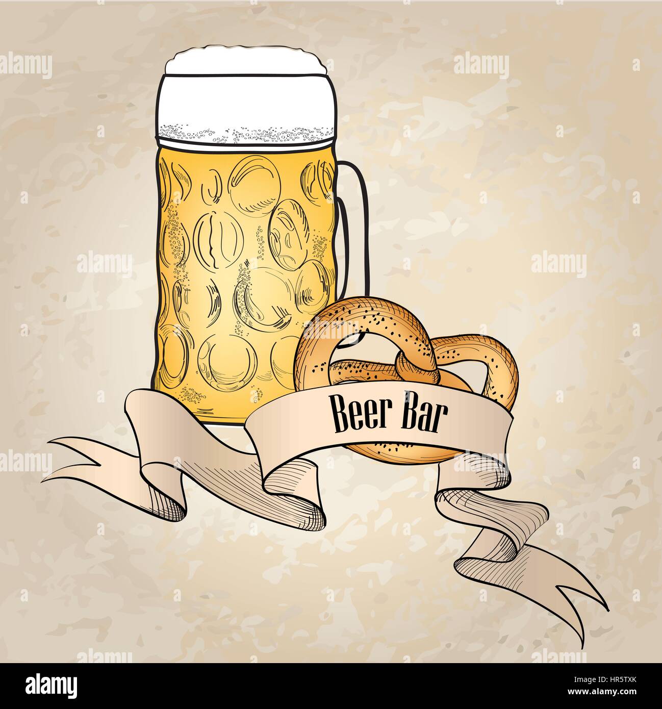 Beer ware background in retro style. Beer Mug banner. Beer Glass doodle ...