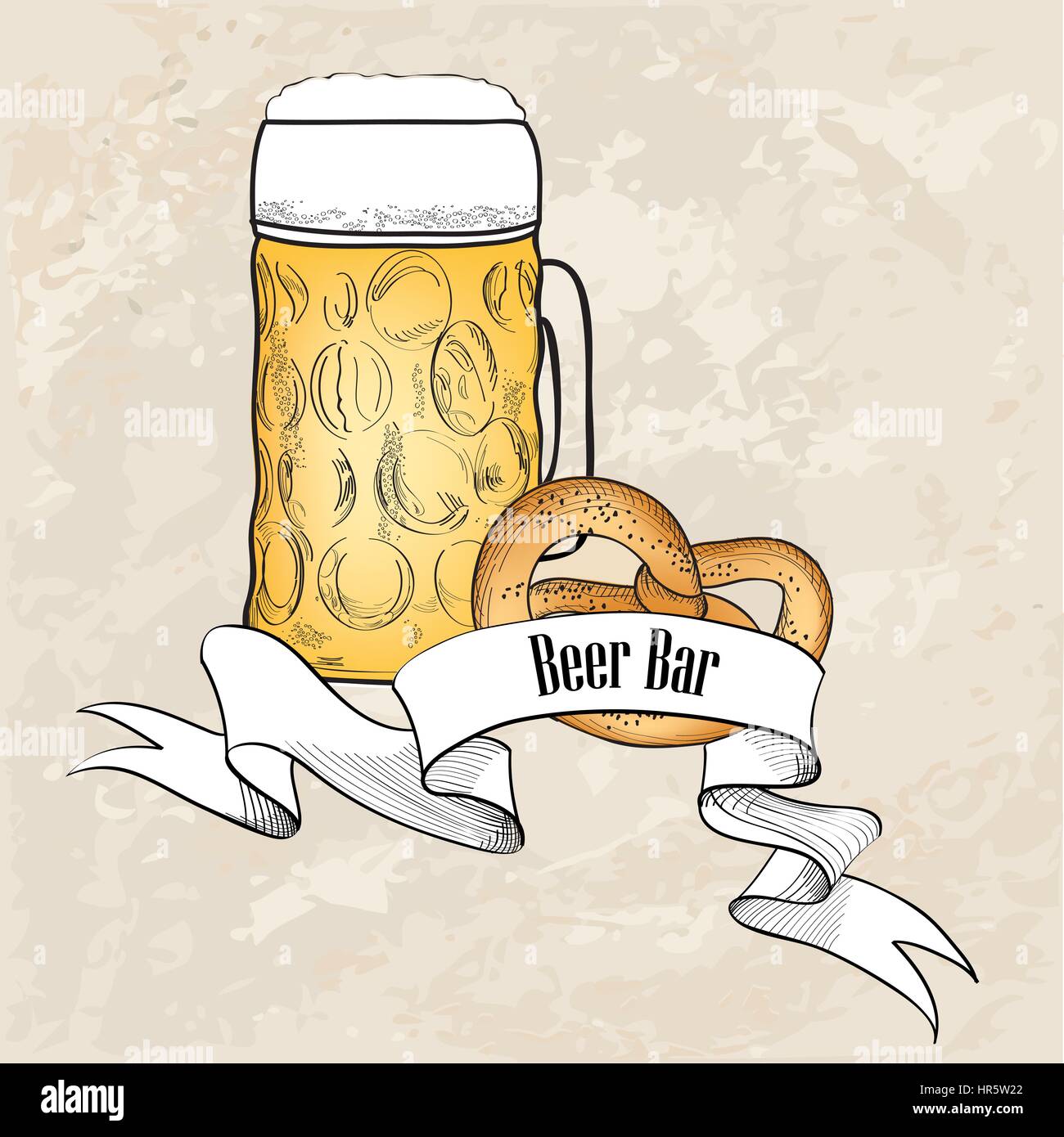 Beer ware background in retro style. Beer Mug banner. Beer Glass doodle ...