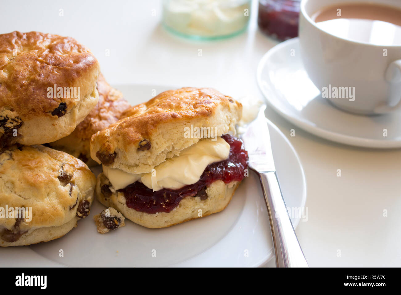 British Afternoon Tea and Cream Scones Stock Photo - Alamy