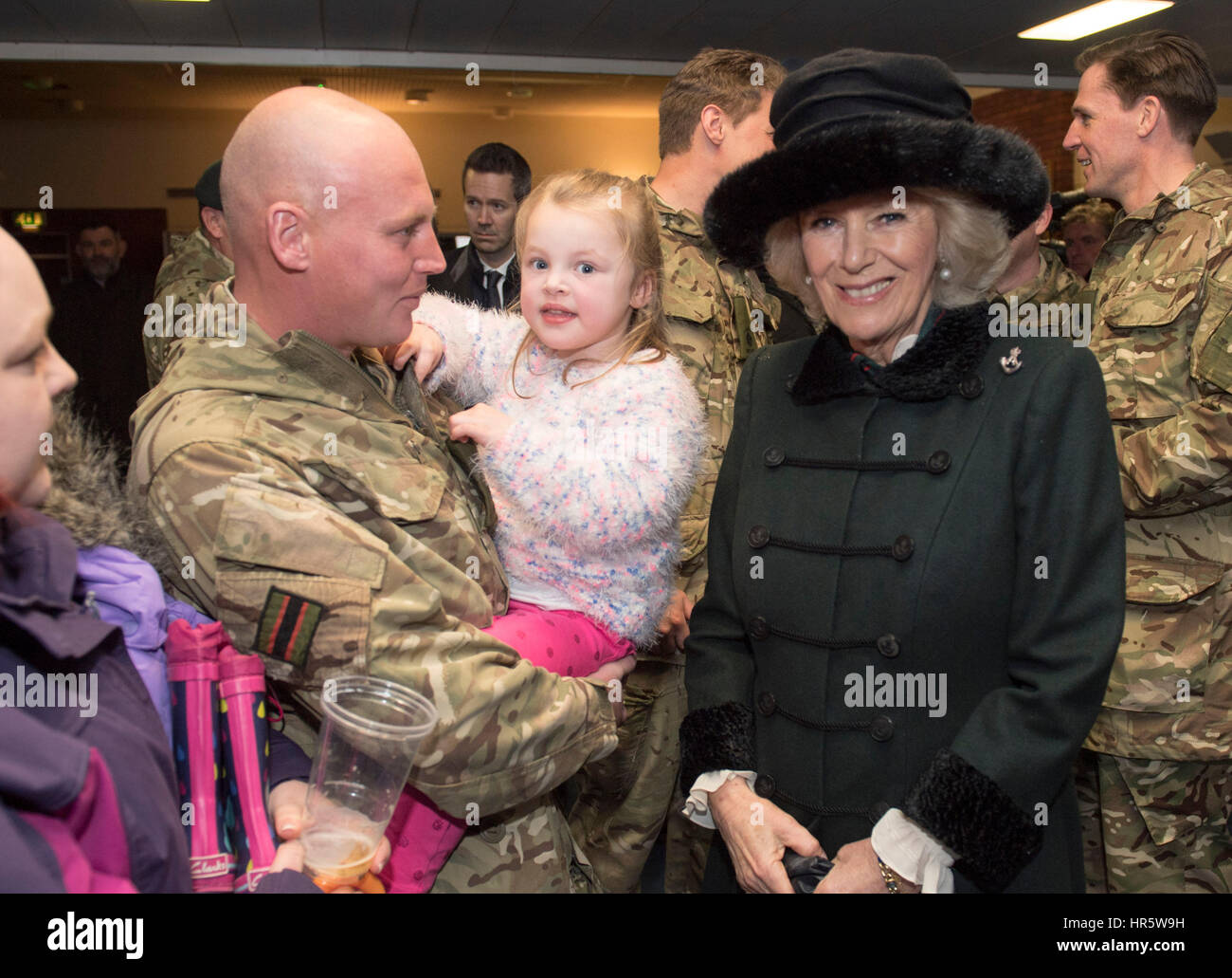 The Duchess of Cornwall with Lance Corporal Stuart Kay and daughter ...