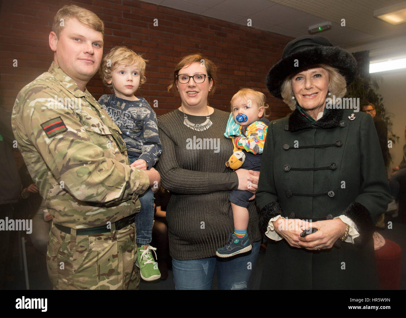 The Duchess of Cornwall with Sergeant Paul Sapsford, wife Amanda and ...