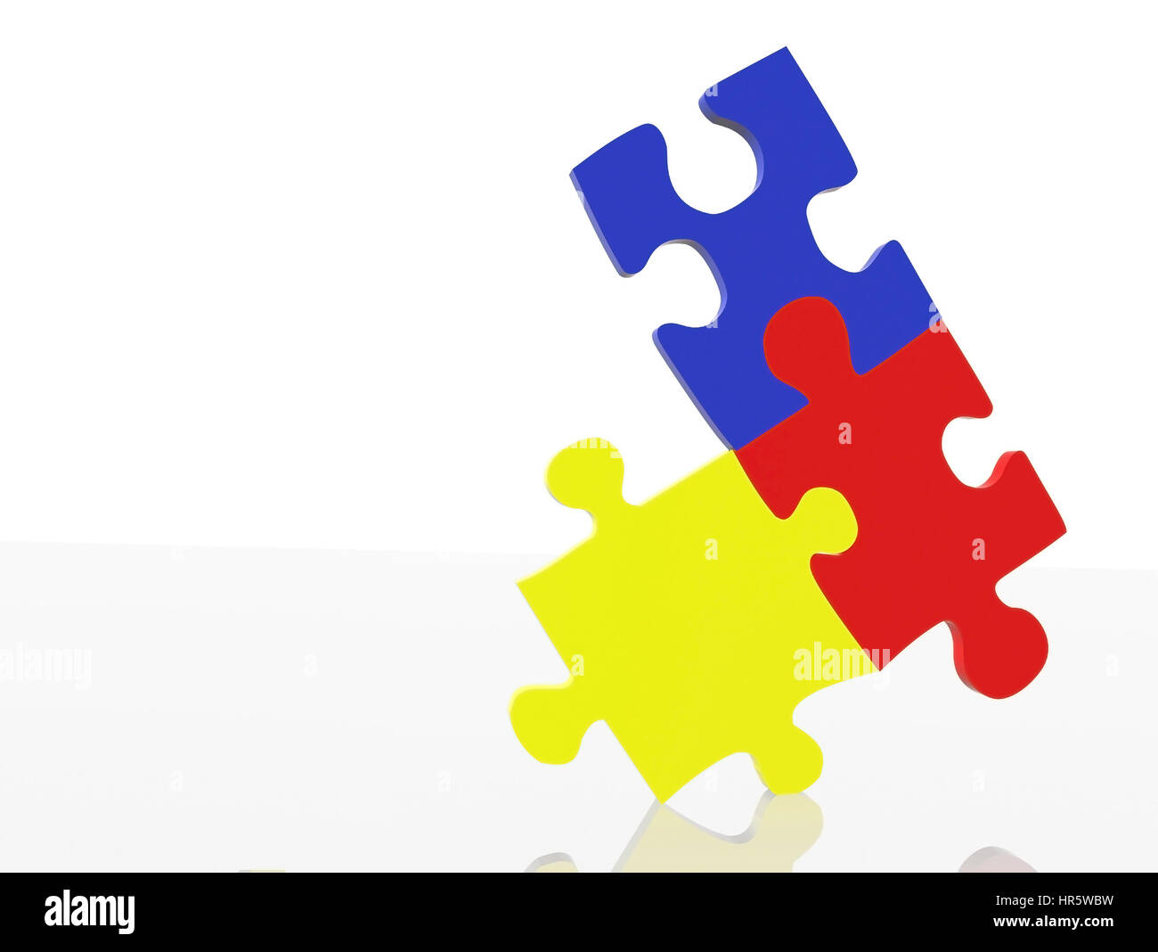 balancing puzzle pieces in primary colours - 3d render Stock Photo - Alamy