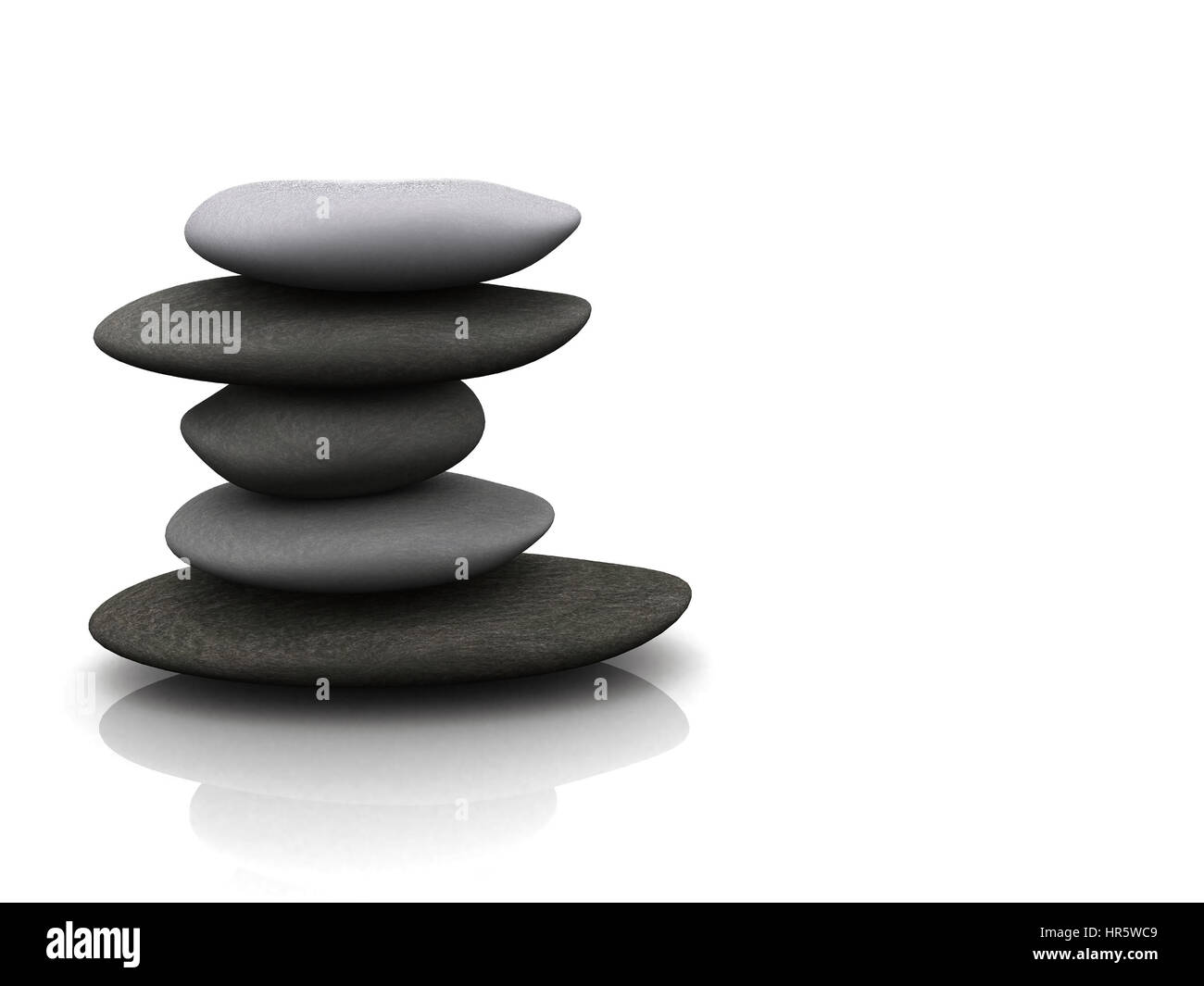 balancing stones over a white background with reflection Stock Photo ...