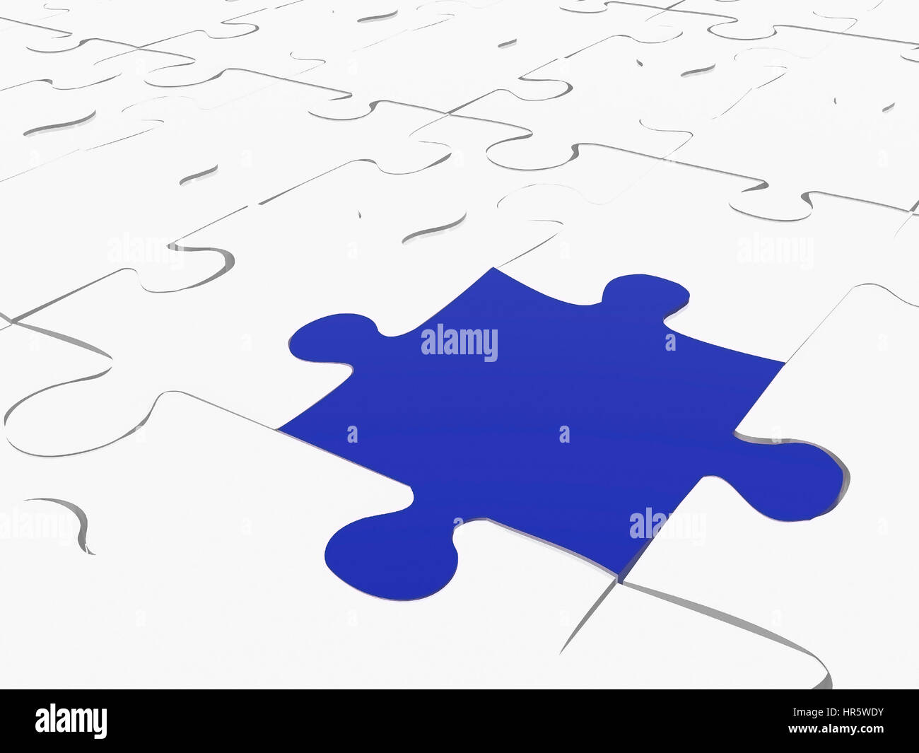 blue piece on white puzzle in 3d Stock Photo - Alamy