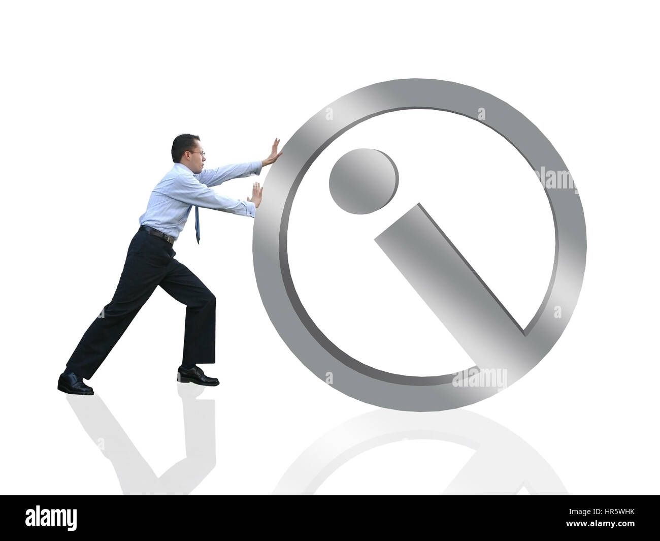Business man pushing information sign Cut Out Stock Images & Pictures ...