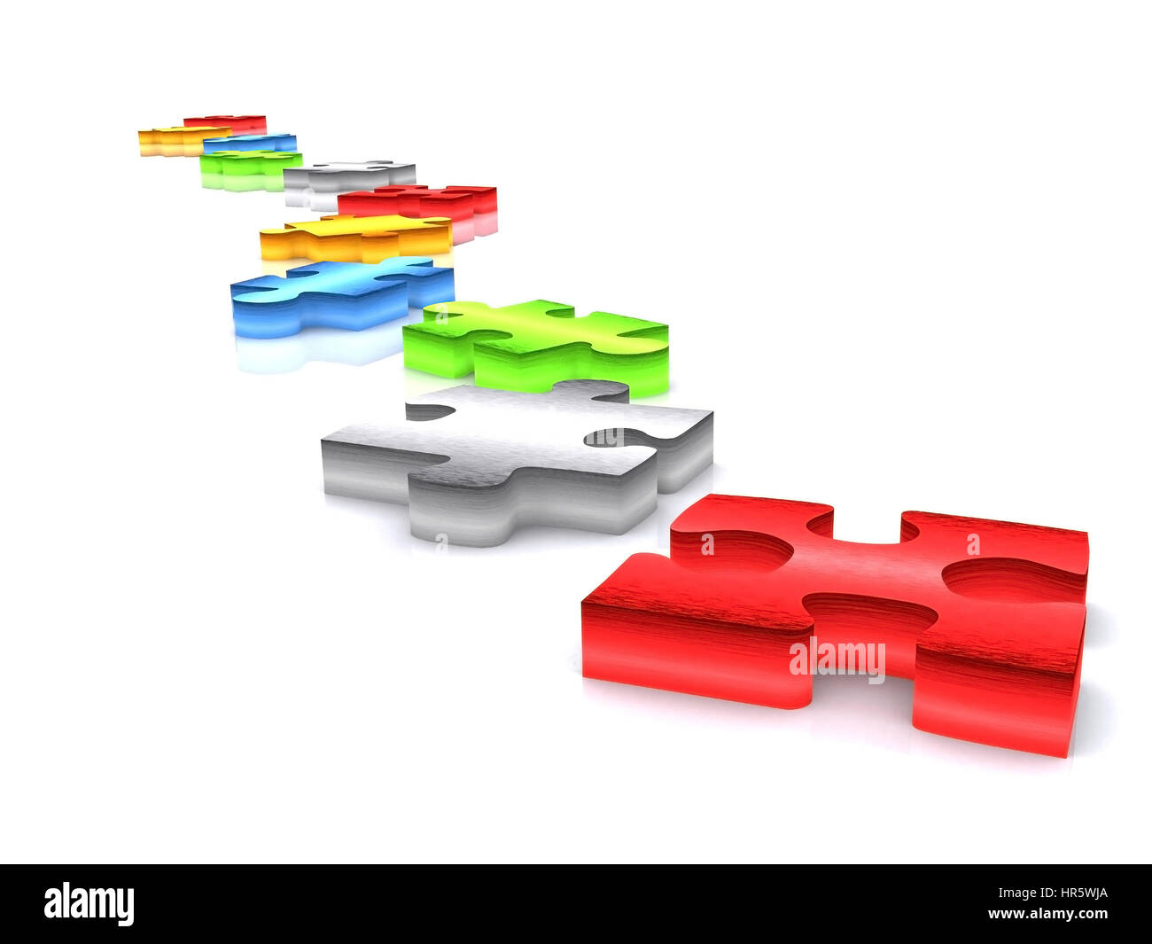 puzzle pieces forming a path - 3d render Stock Photo - Alamy