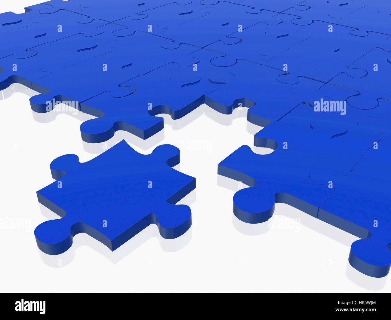 blue puzzle with one piece off the puzzle Stock Photo - Alamy