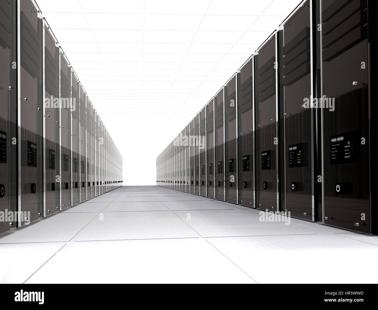 3d computer servers in perspective over a white background Stock Photo ...