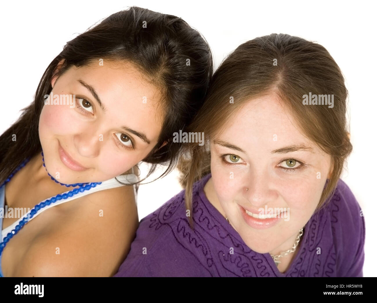 beautiful girls portrait over a white background Stock Photo - Alamy