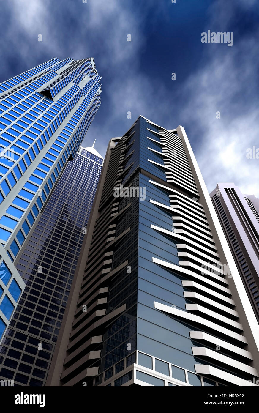 corporate blue buildings made in 3d Stock Photo - Alamy