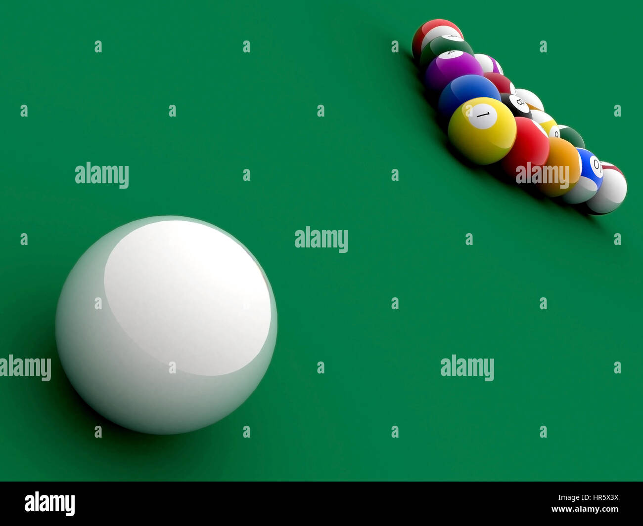 billiard pool balls in perspective made in 3d Stock Photo - Alamy