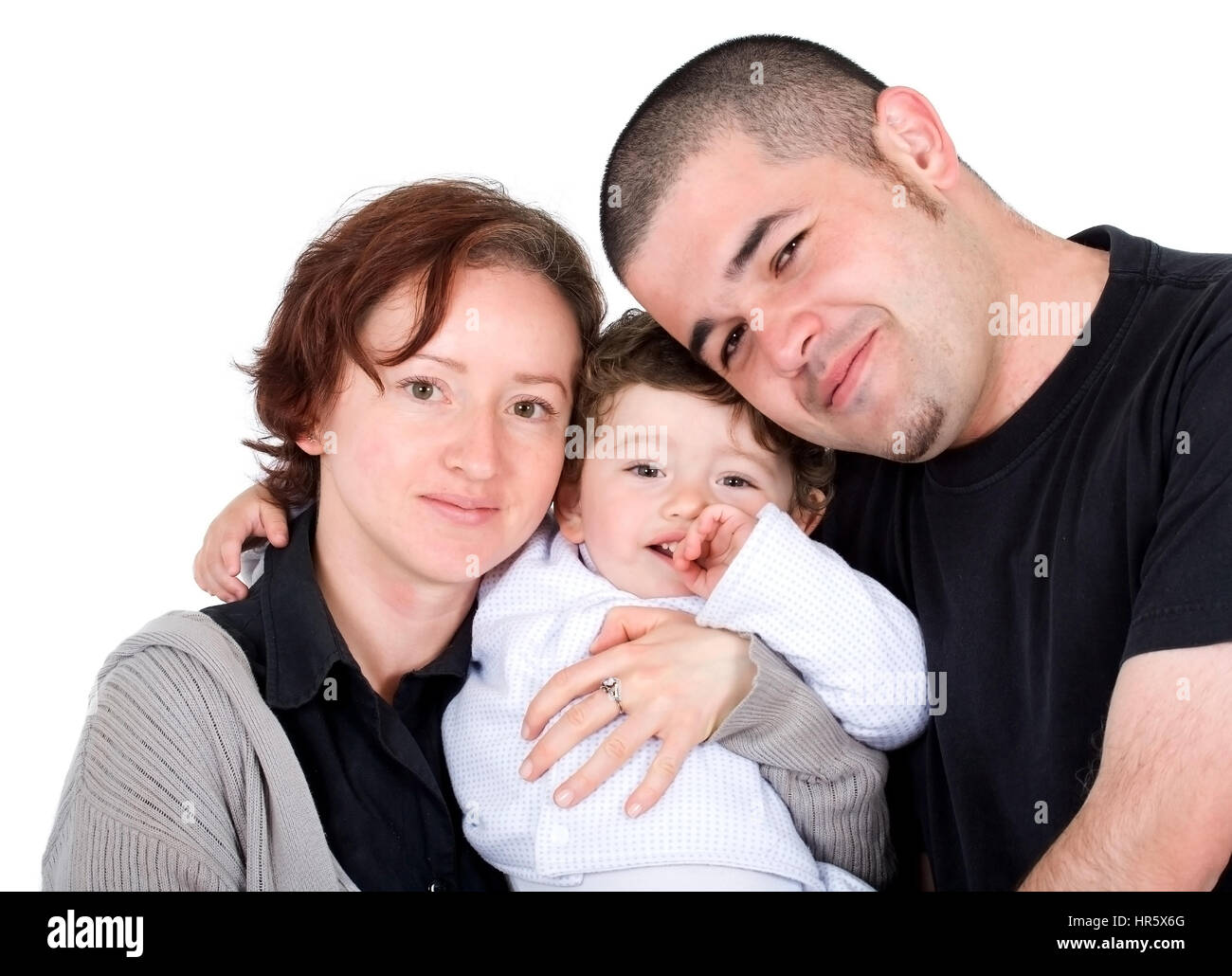 family portrait isolated over a white background Stock Photo - Alamy