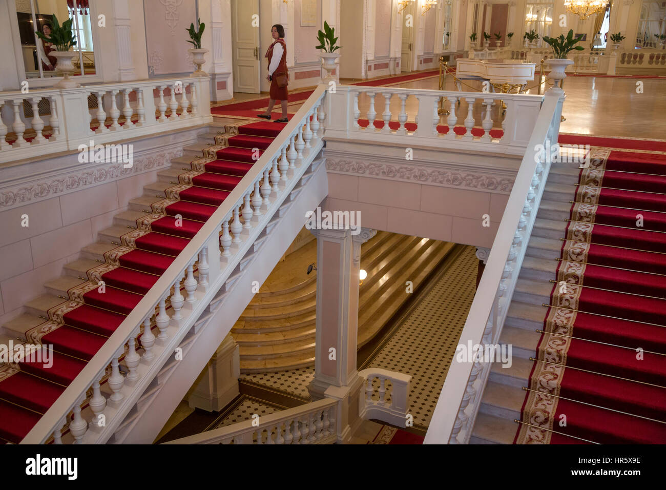 View of main main staircase and White foyer of Bolshoi theatre in ...