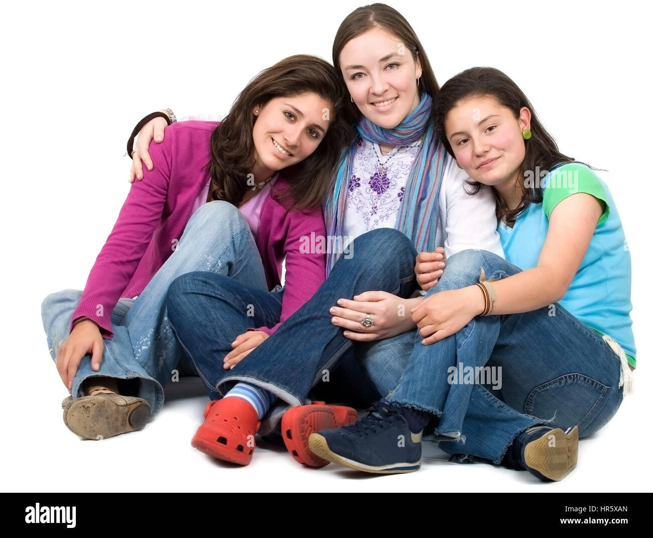 casual female friends isolated over a white background Stock Photo - Alamy