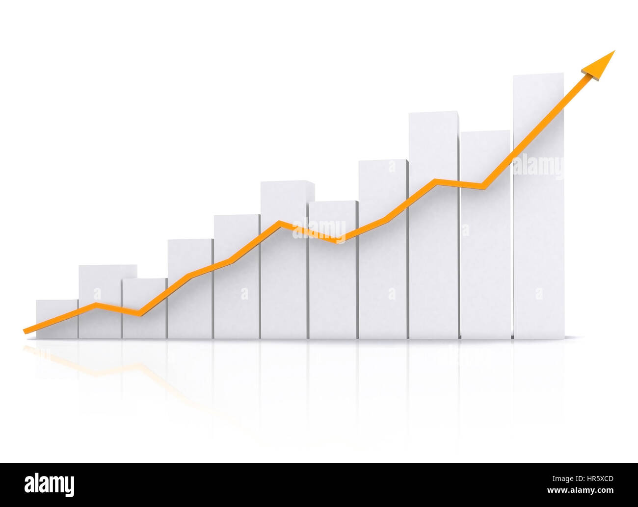 business chart in orange isolated over a white background Stock Photo ...