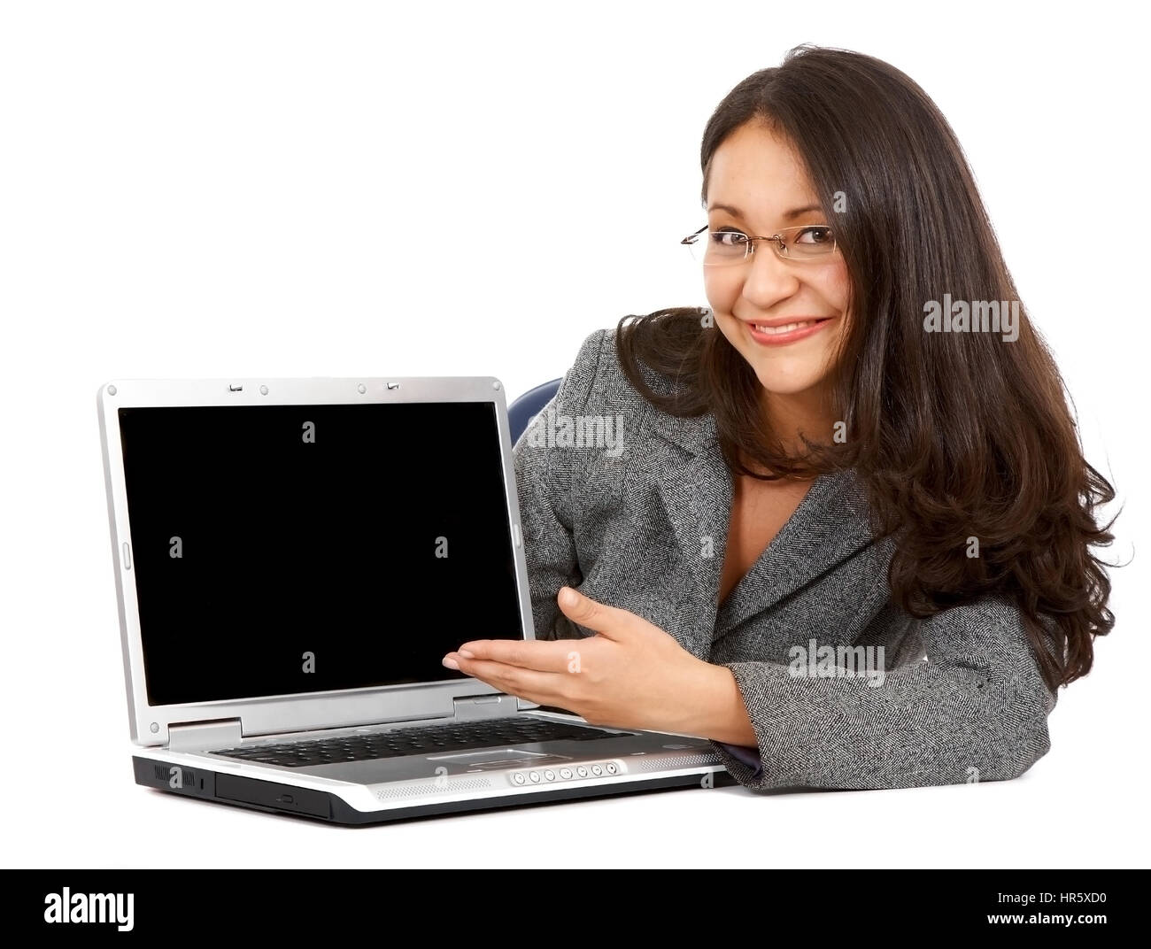 Business woman displaying laptop hi-res stock photography and images ...