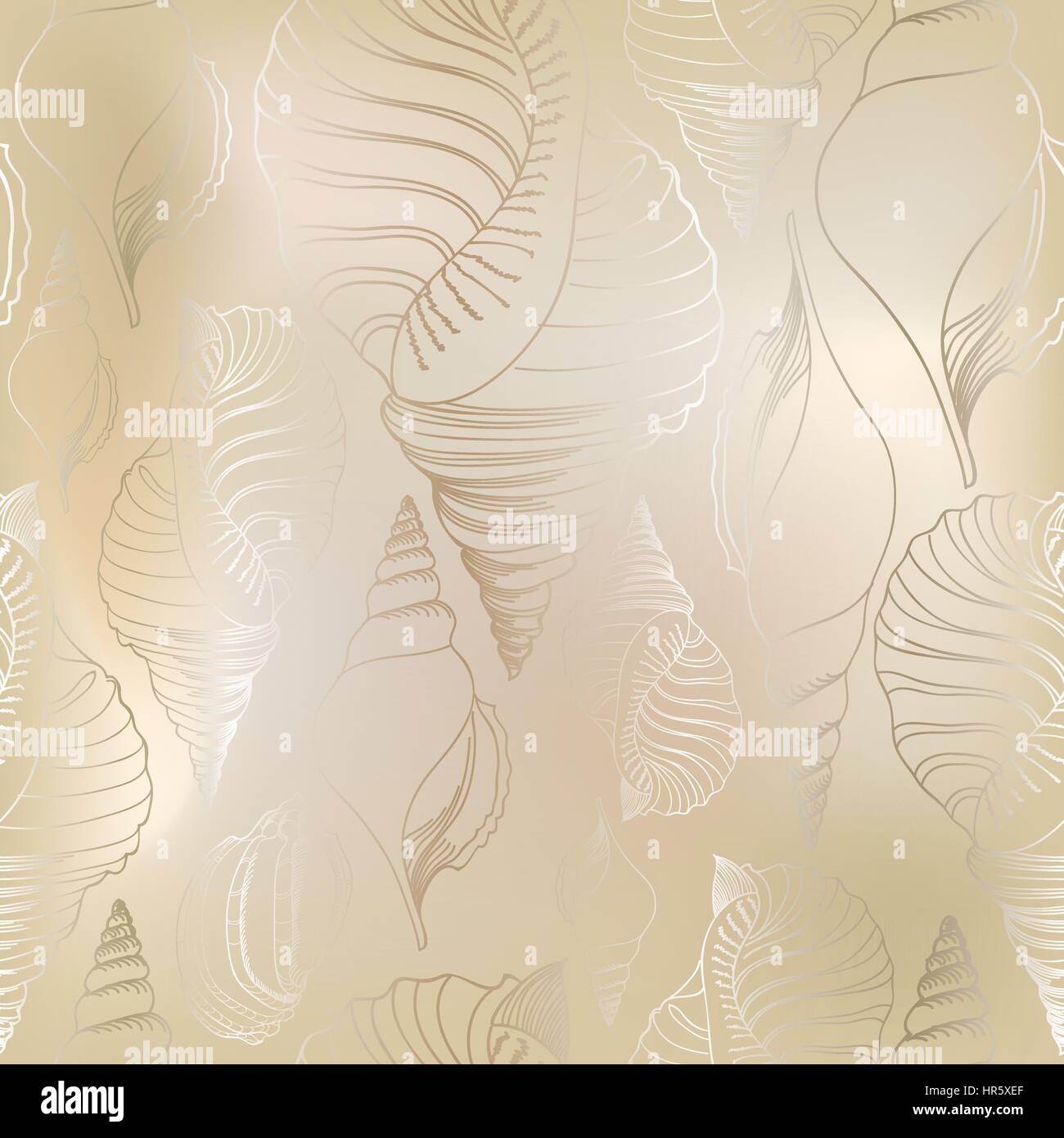 Seashell seamless pattern. Summer holiday marine background. Underwater ...