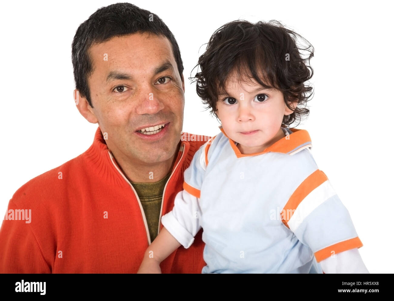 father and son over white background Stock Photo - Alamy