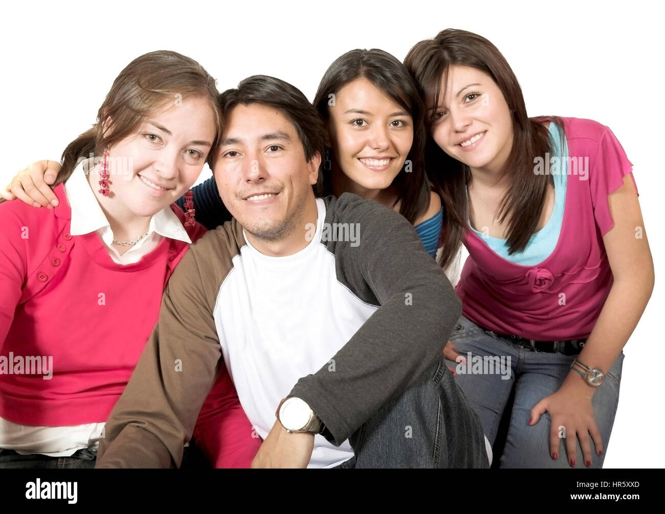 happy friends over white Stock Photo - Alamy
