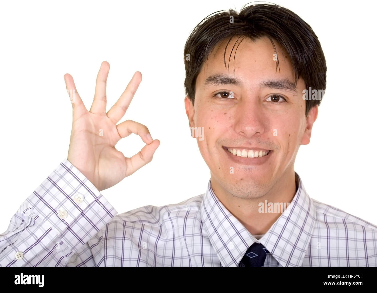 business man doing the ok sign over a white background Stock Photo - Alamy