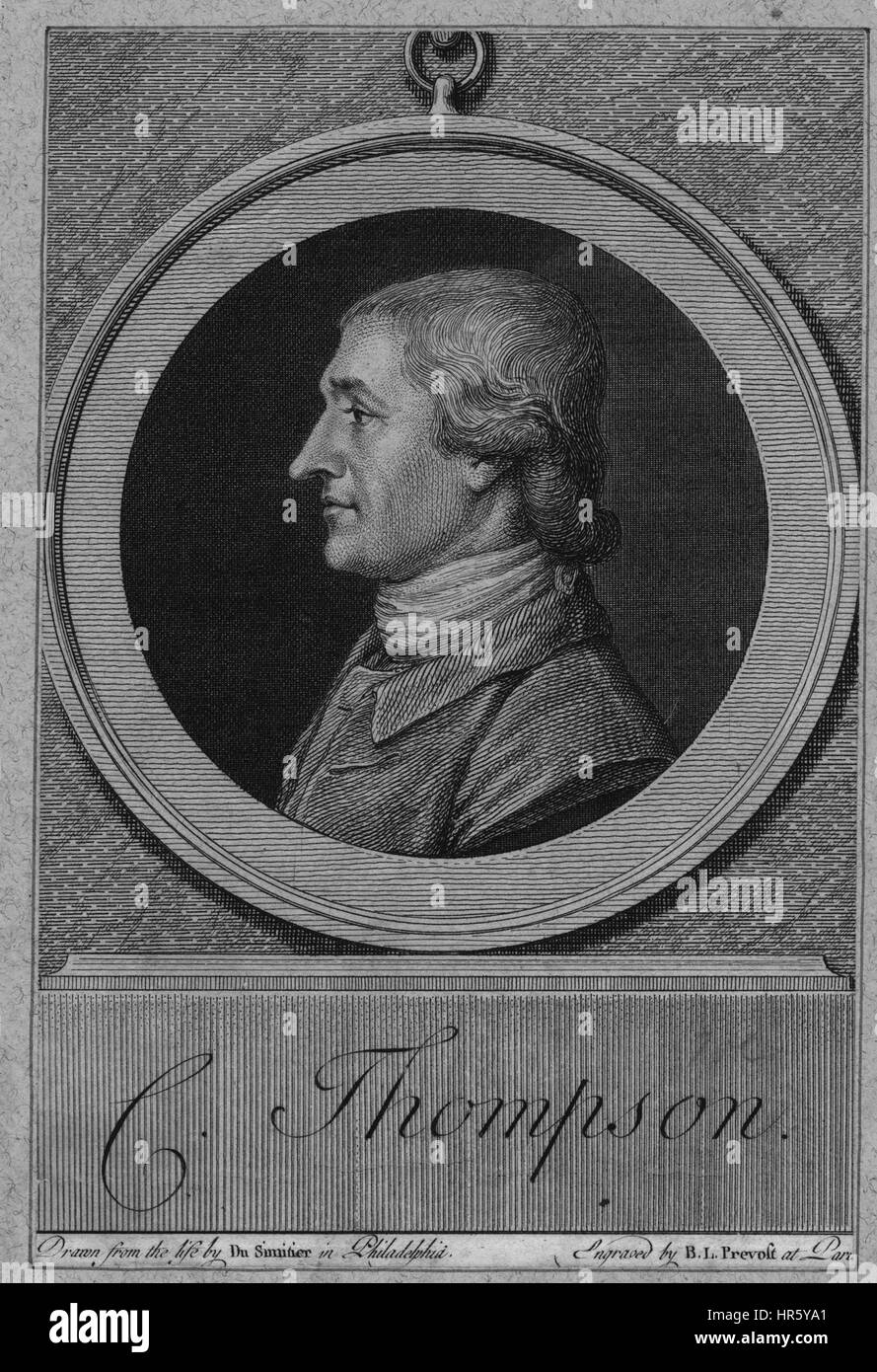 Portrait of C. Thomson, by Pierre Eugene Du Simitiere, 1783. From the ...